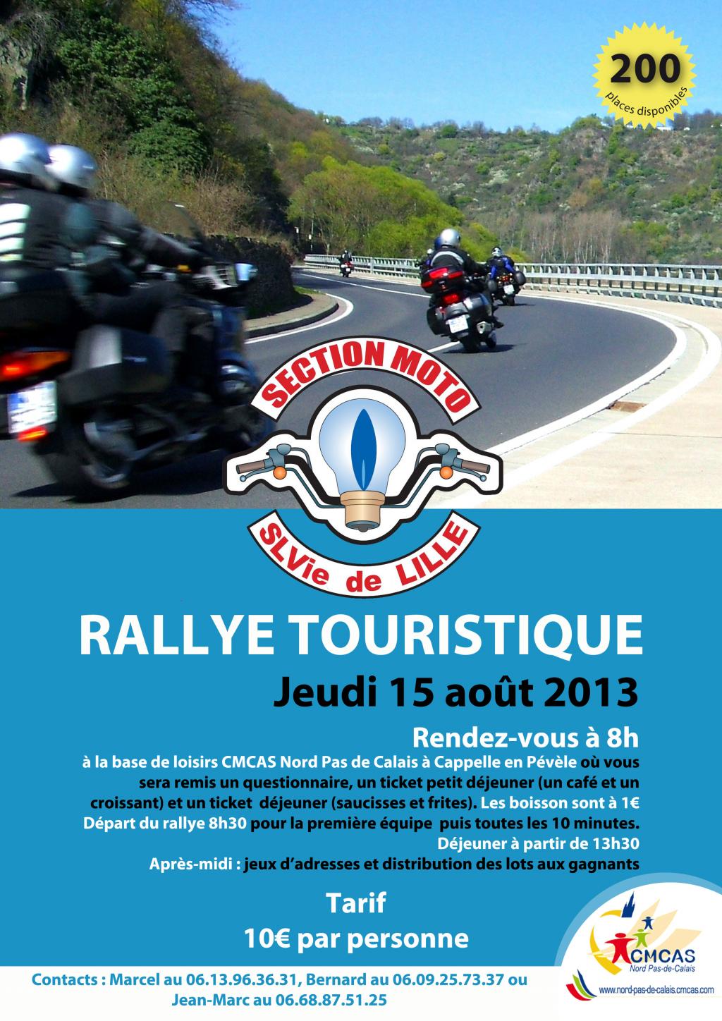 Rally touristique moto le 15 août à Cappelle en Pévèle (Nord)